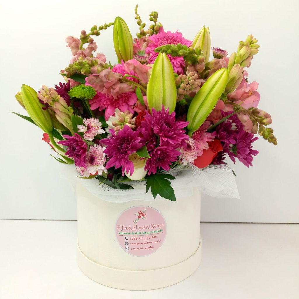 Beautiful Hat Box Bouquet - Gifts and Flowers Kenya | Same Day Flower ...