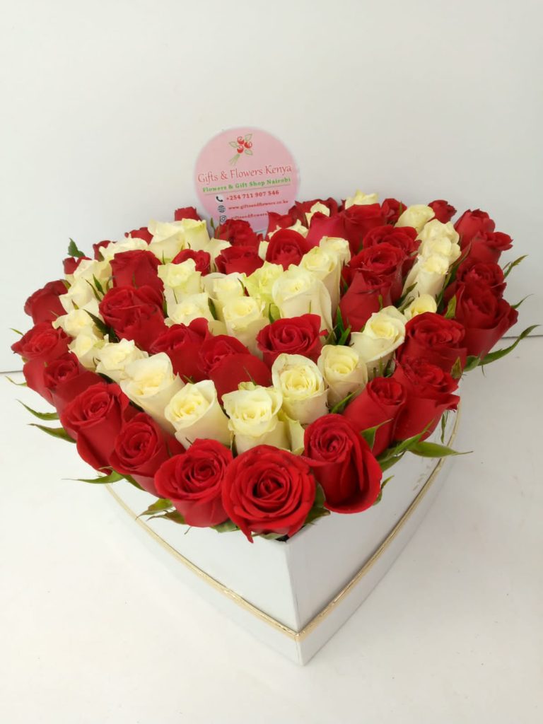 Rose Heart Box Bouquet - Gifts and Flowers Kenya | Same Day Flower ...