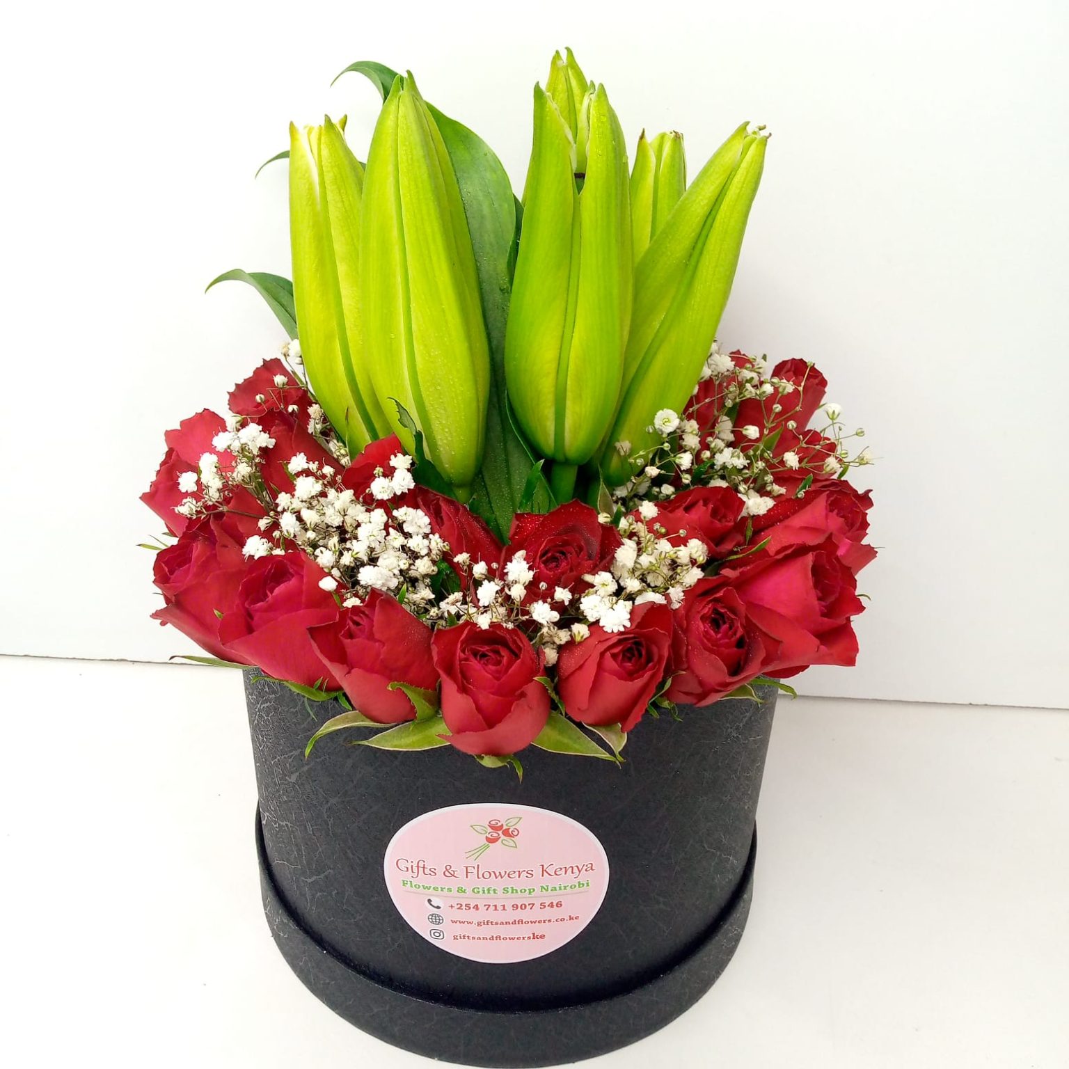 Rose Lilly Hat Box - Gifts and Flowers Kenya | Same Day Flower Delivery ...
