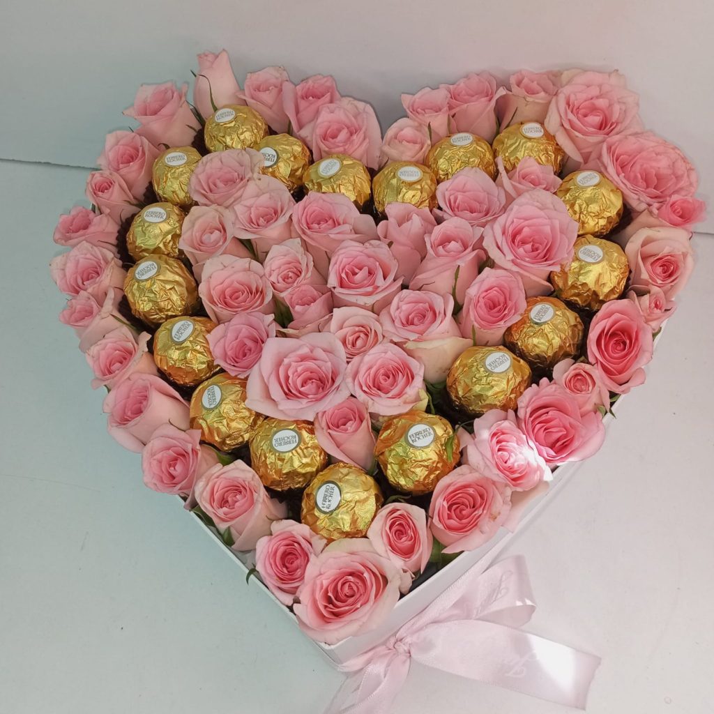 Pink Roses & Choco Heart Box - Gifts and Flowers Kenya | Same Day ...